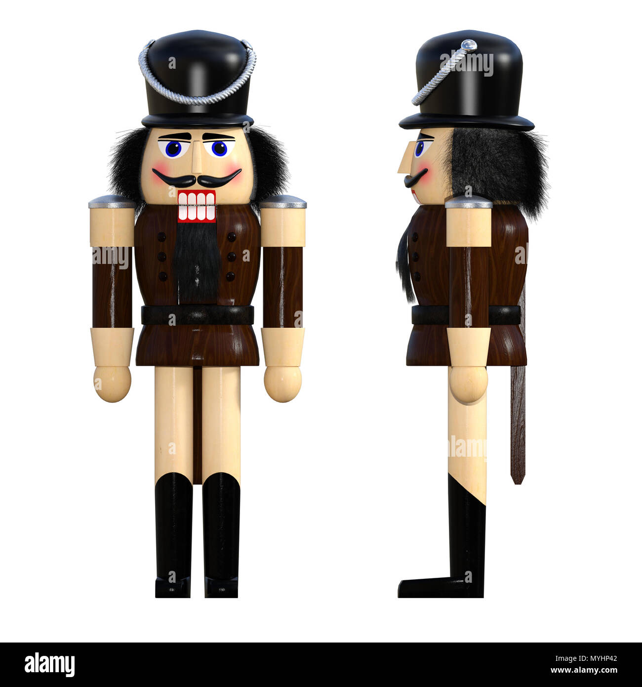 Pair of Soldier Nutcracker isolated on white, 3d render Stock Photo - Alamy