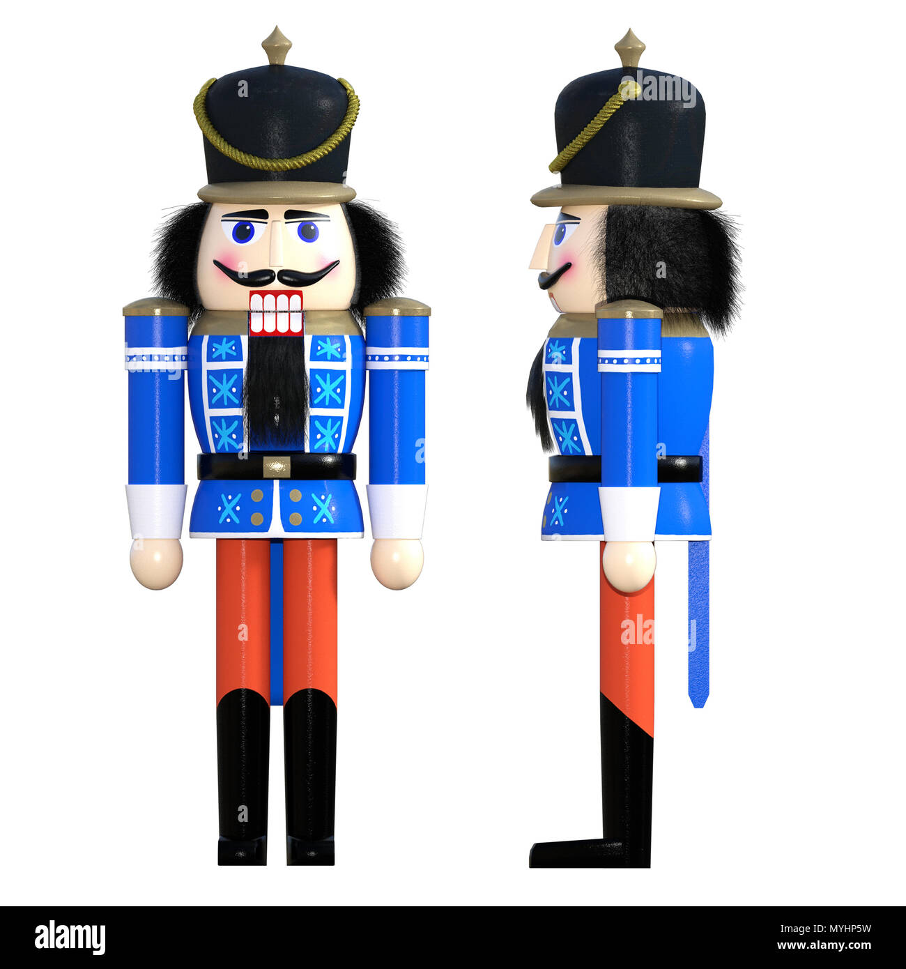 Pair of Soldier Nutcracker isolated on white, 3d render Stock Photo - Alamy