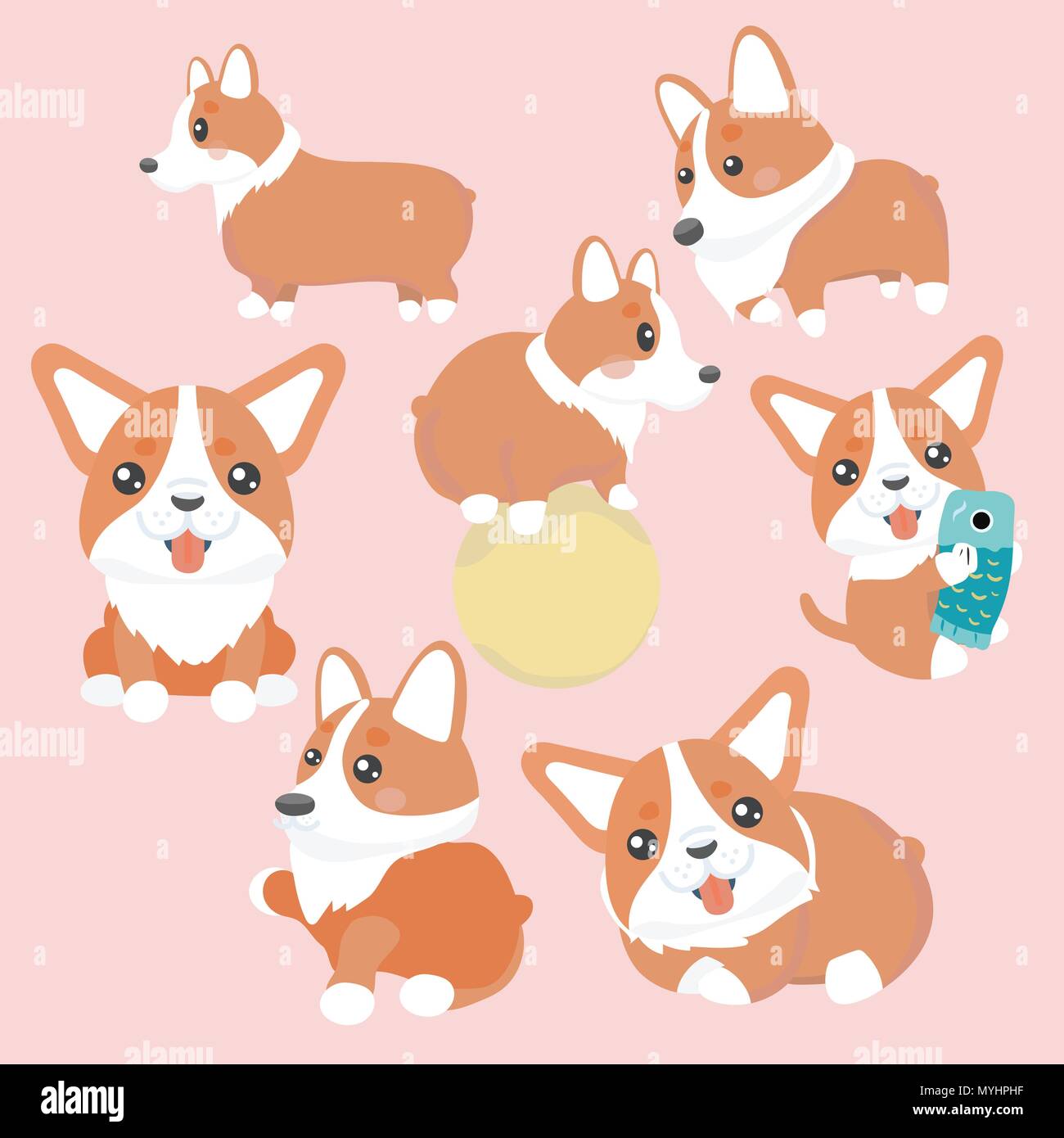 Cute small corgi puppy Stock Vector Images - Alamy