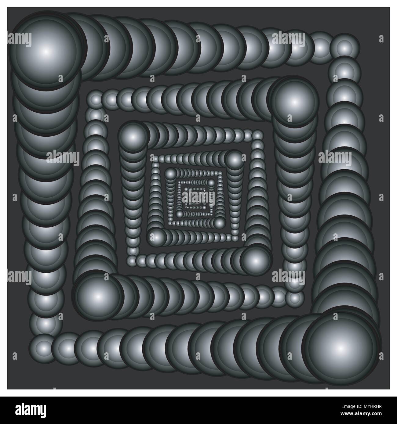 Vector illustration of seamless spheres in pattern form on black ...