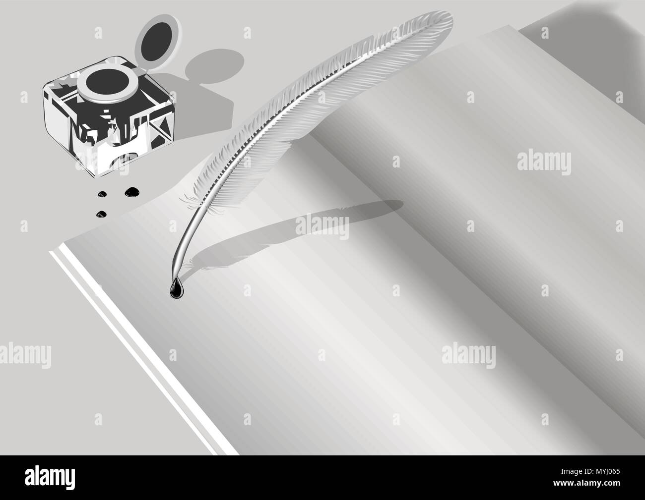 inkwell pen, ink-pot and an opened book Stock Vector Image & Art - Alamy