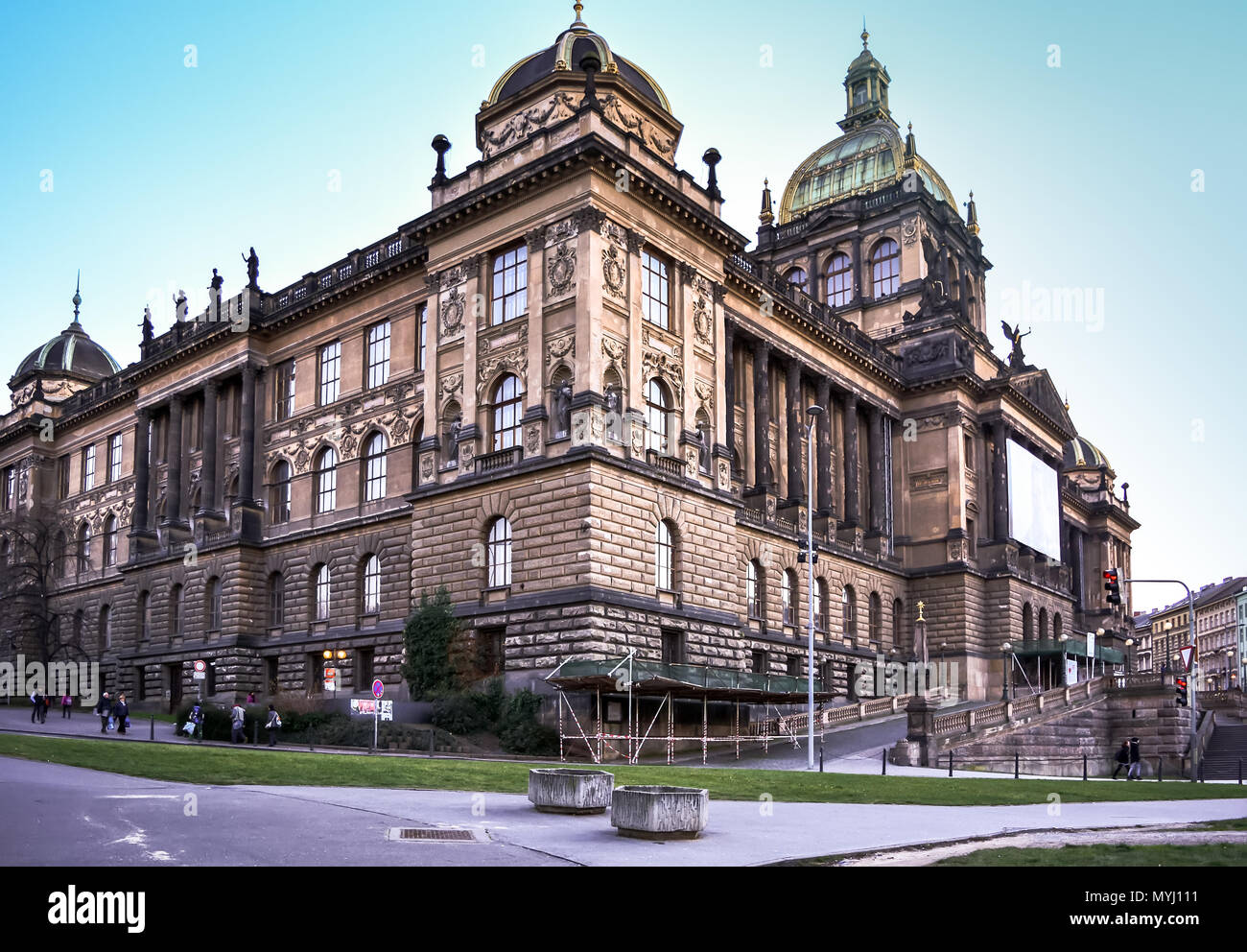 Prague National Museum building at Wenceslas Square, Czech Republic ...