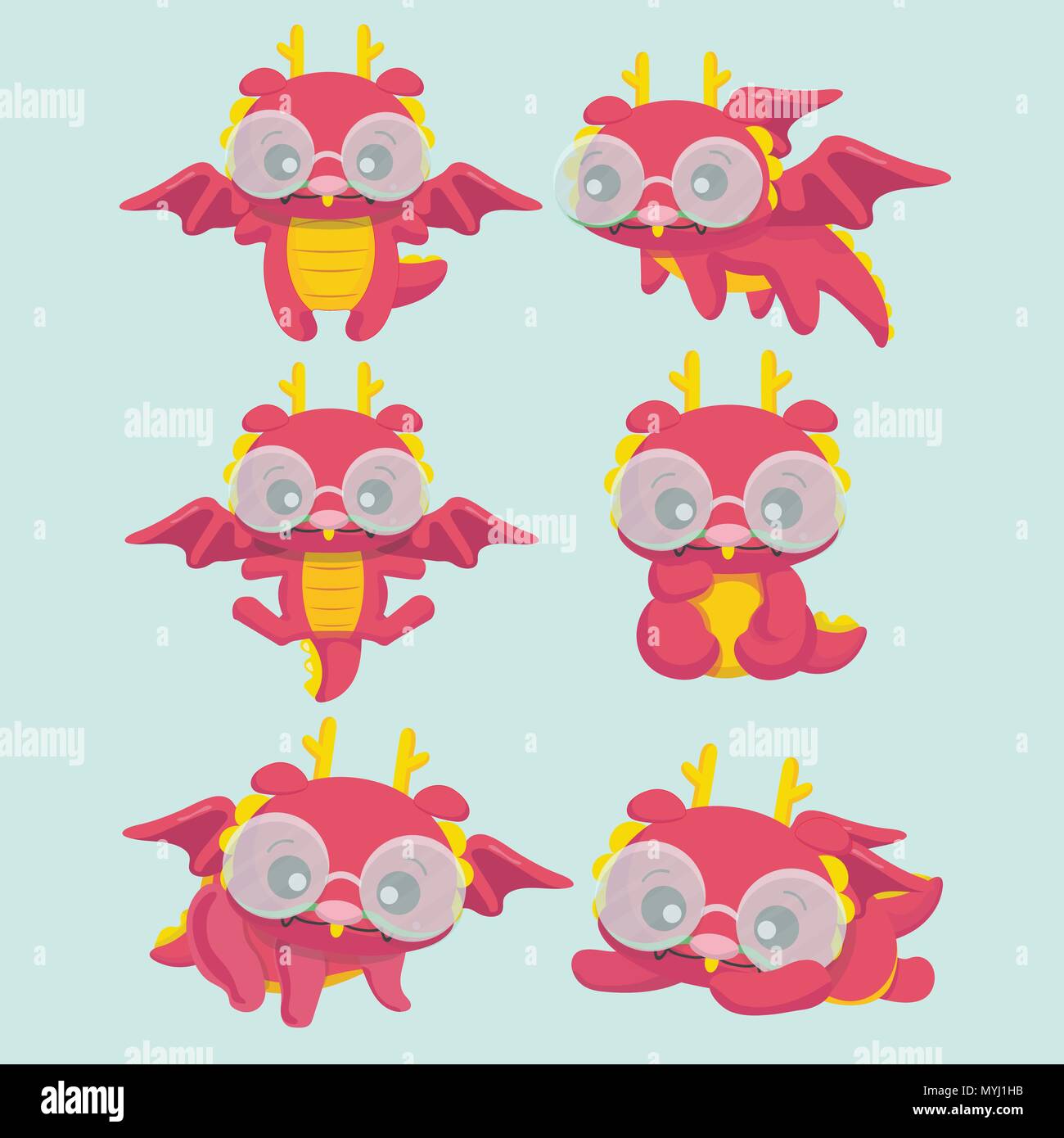 Cute cartoon dragons set Stock Vector Image & Art - Alamy