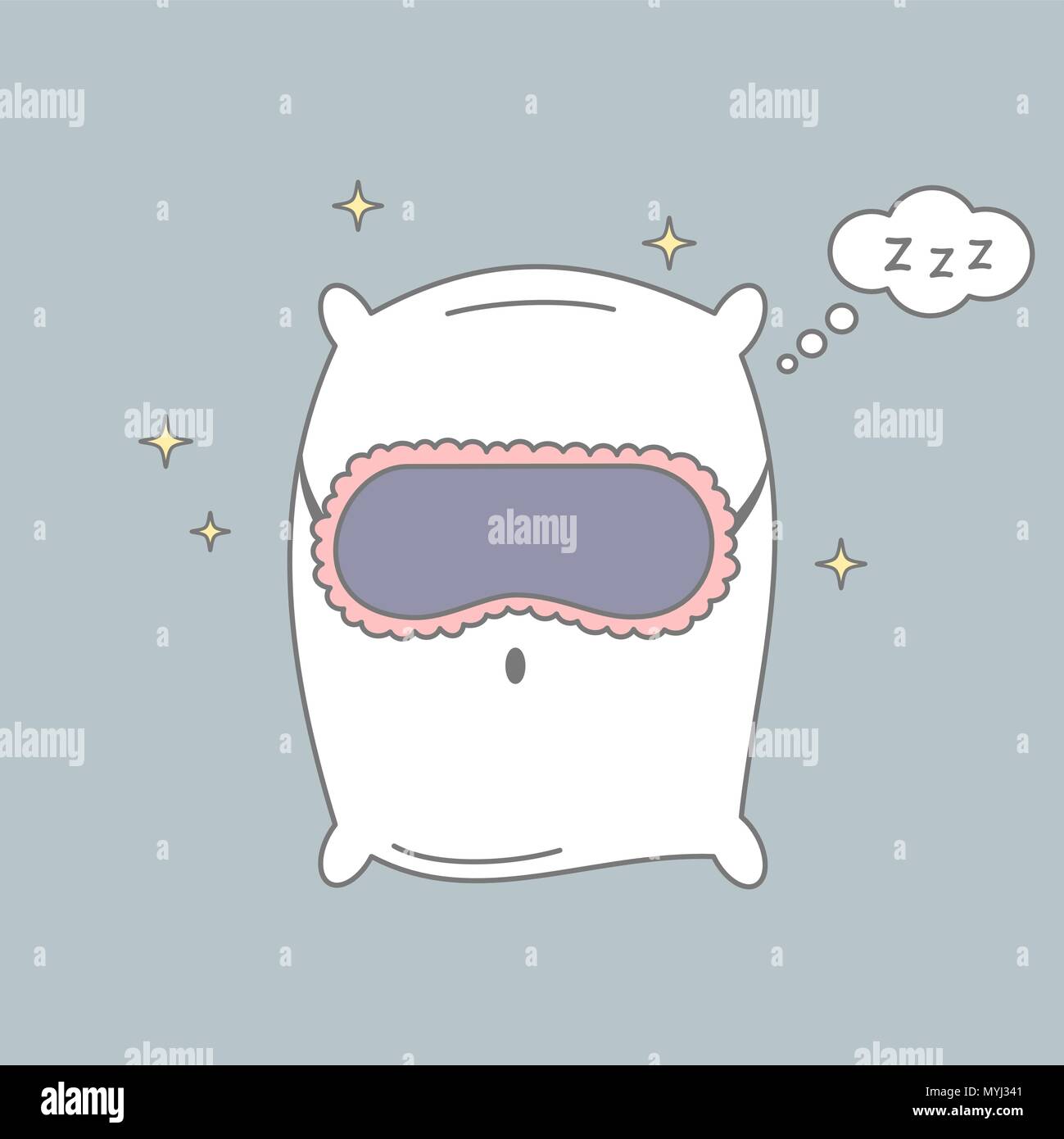 cute cartoon pillow with sleeping mask vector illustration Stock Vector ...