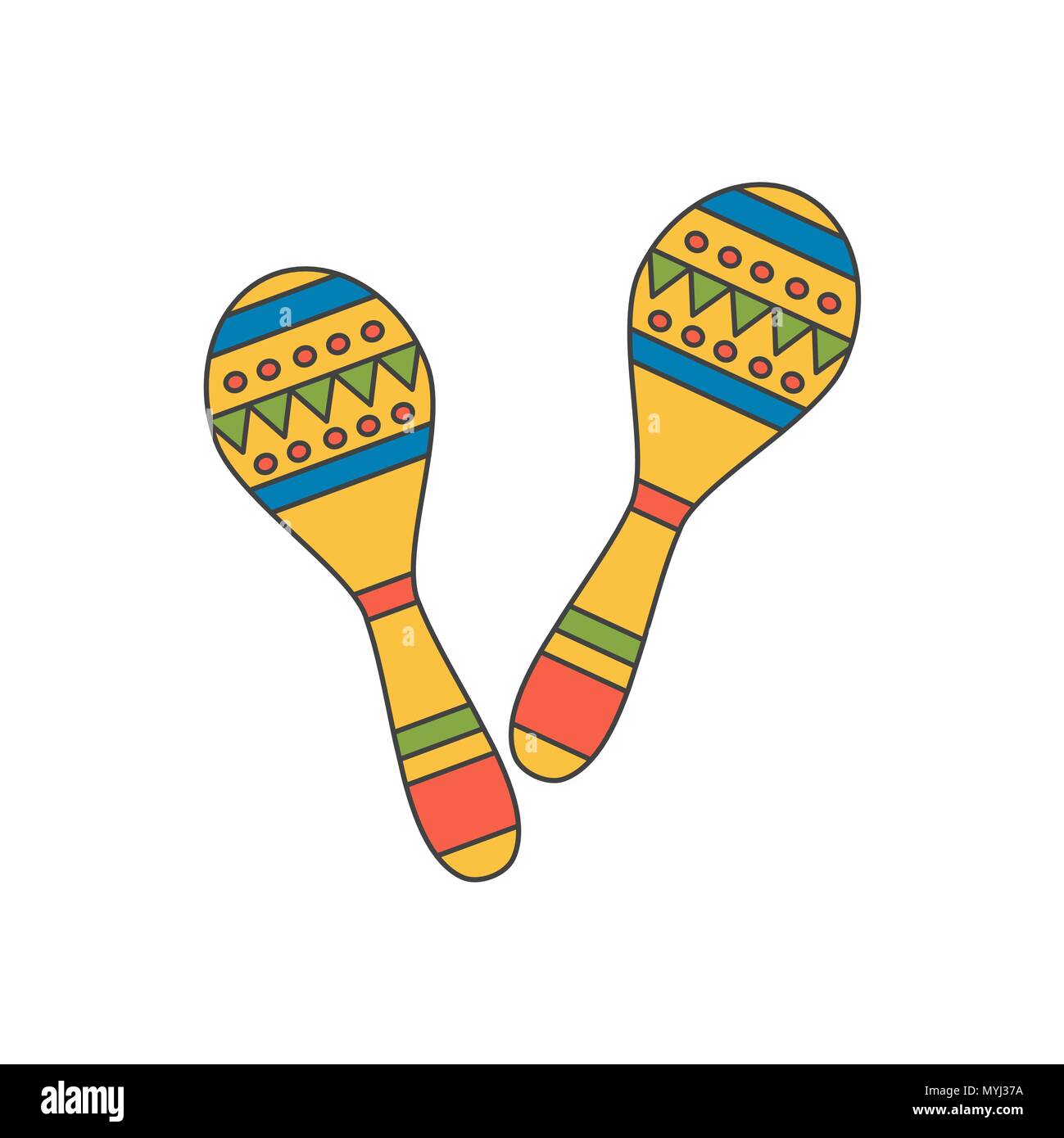 Yellow maracas icon isolated on Stock Vector Images - Alamy