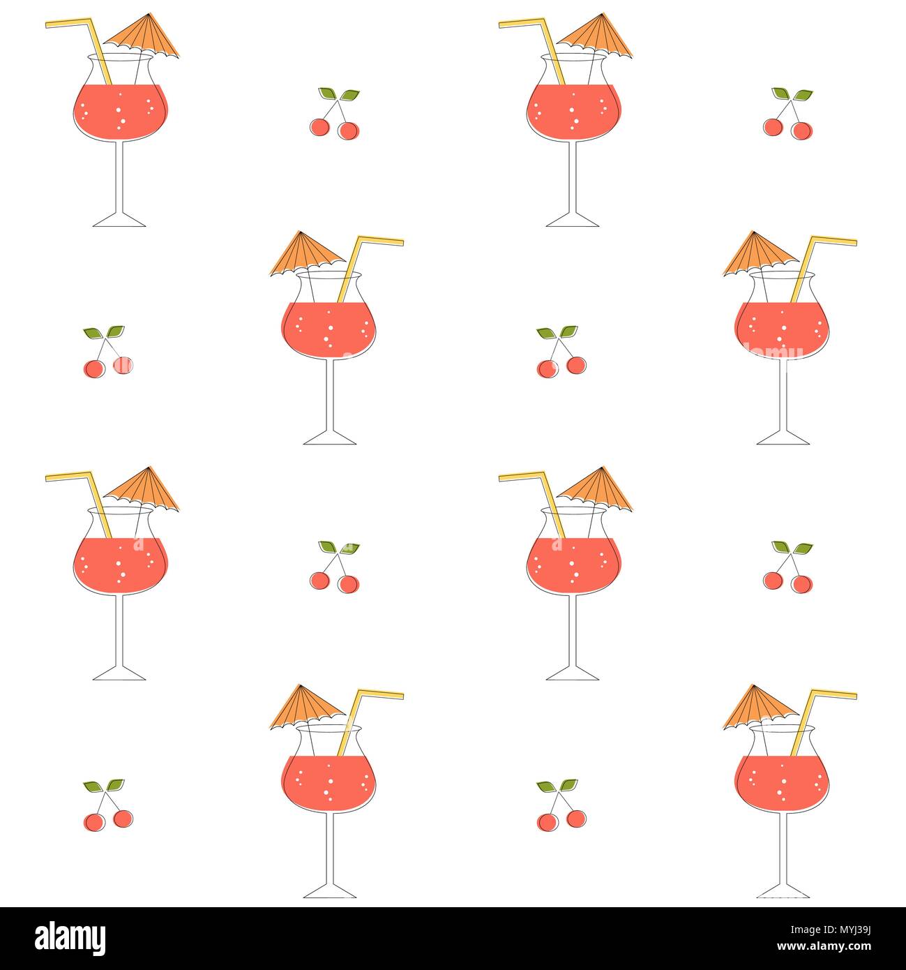 cute summer cocktails seamless vector pattern background illustration ...