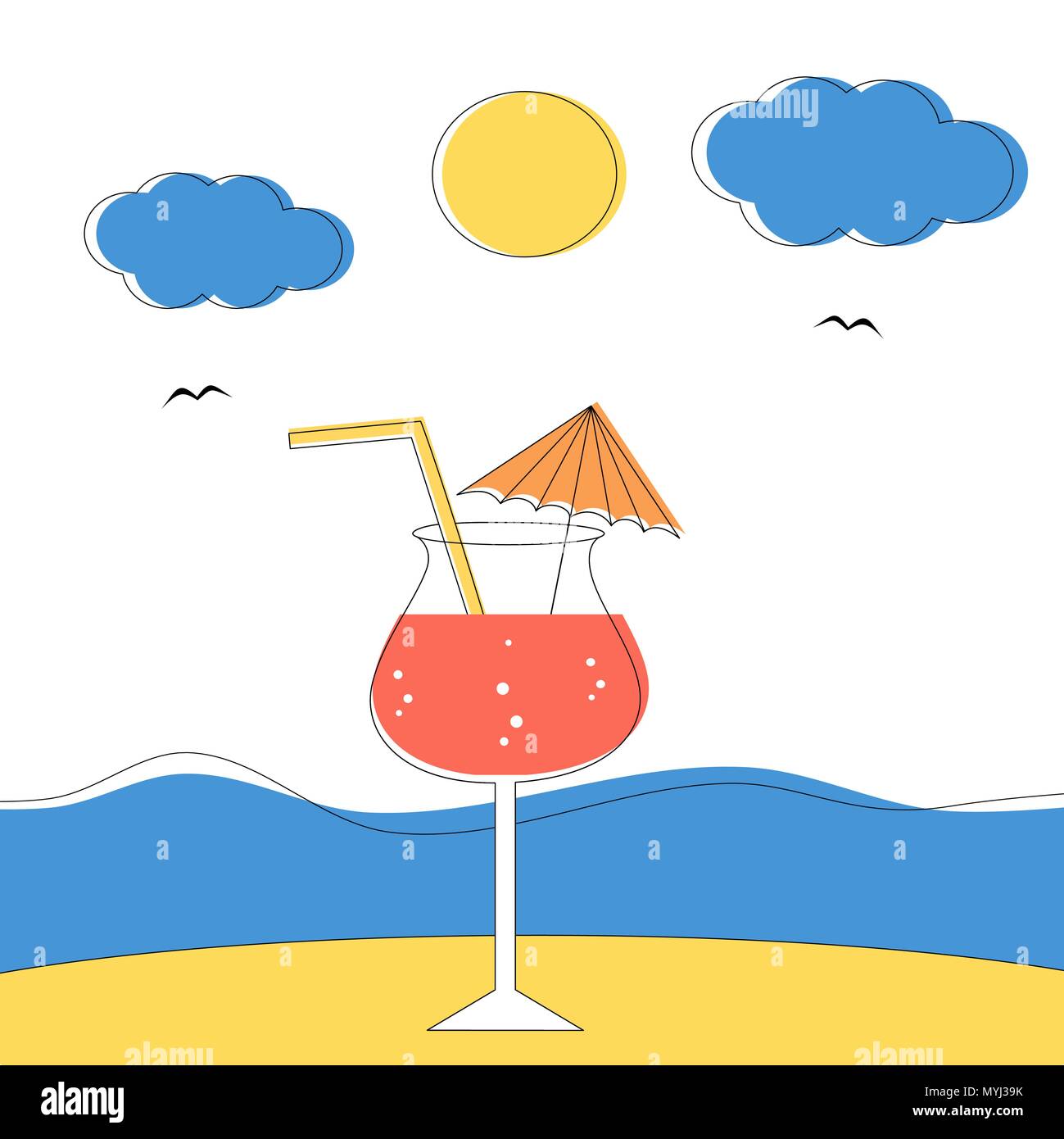 summer cocktail vector illustration Stock Vector Image & Art - Alamy