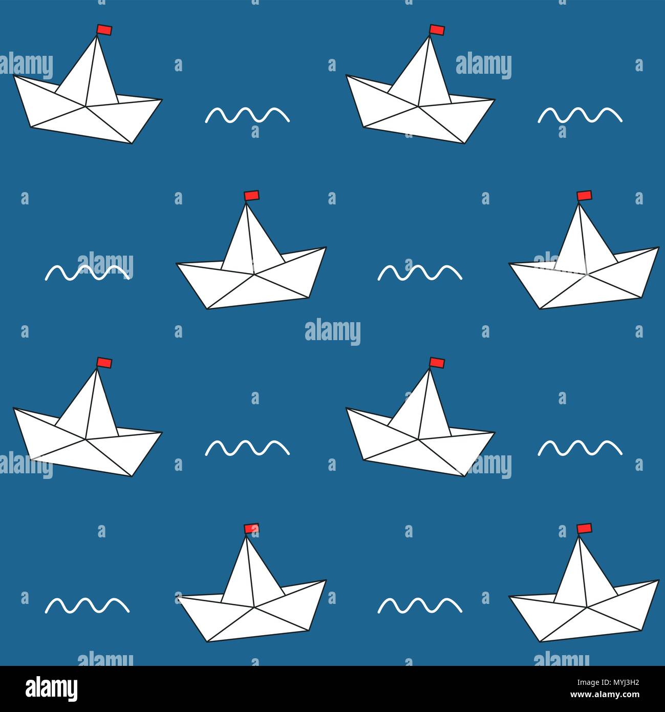 cute lovely paper boats seamless vector pattern background illustration ...