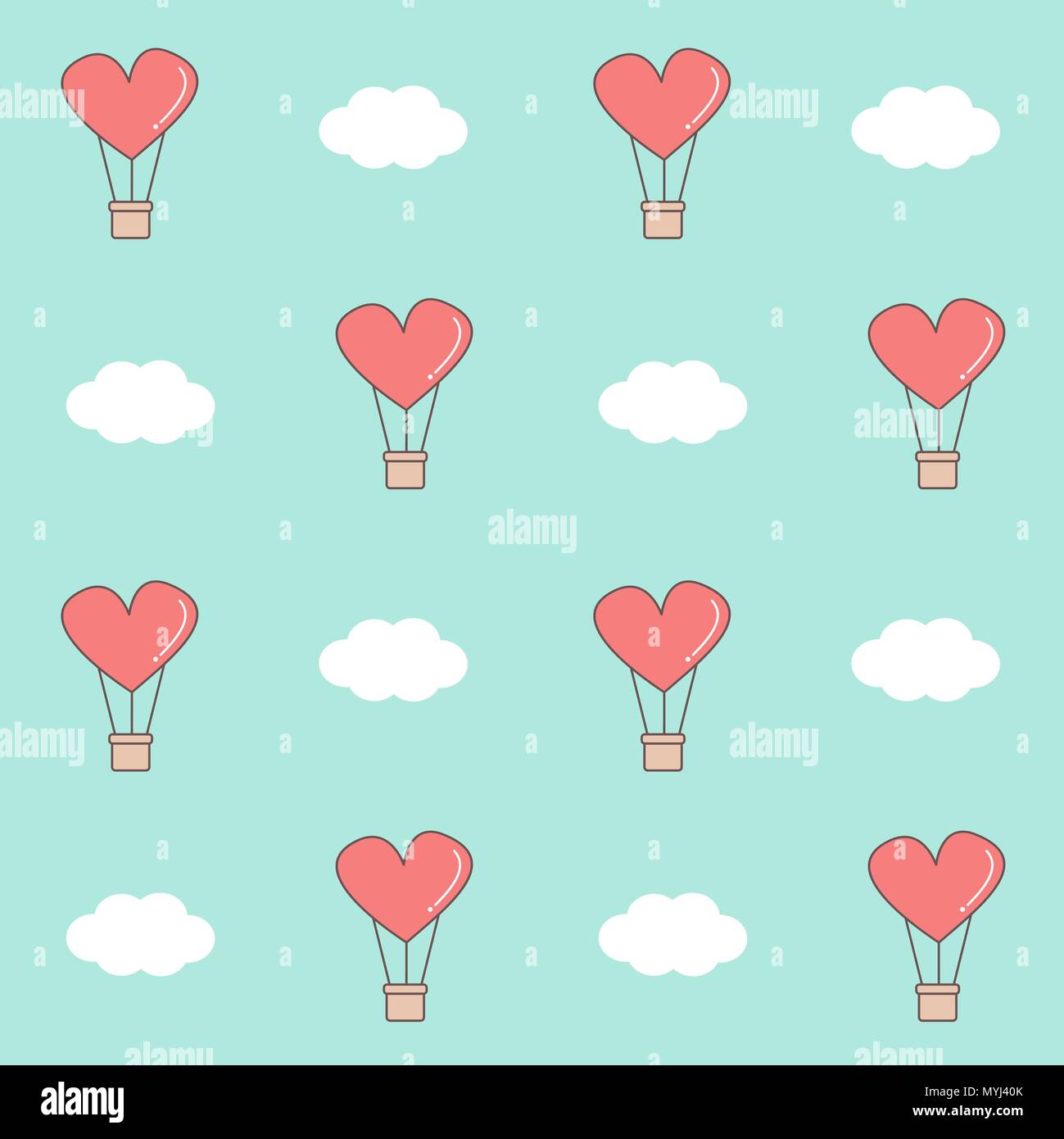 cute lovely seamless vector pattern background illustration with heart ...