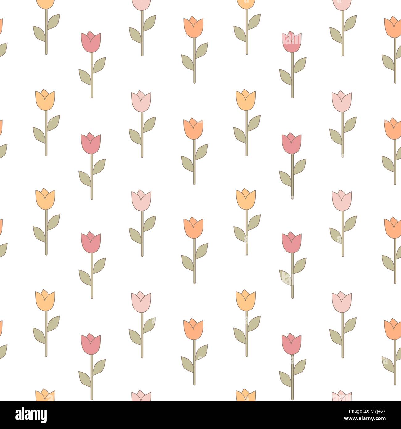 cute lovely tulips seamless vector pattern background illustration ...