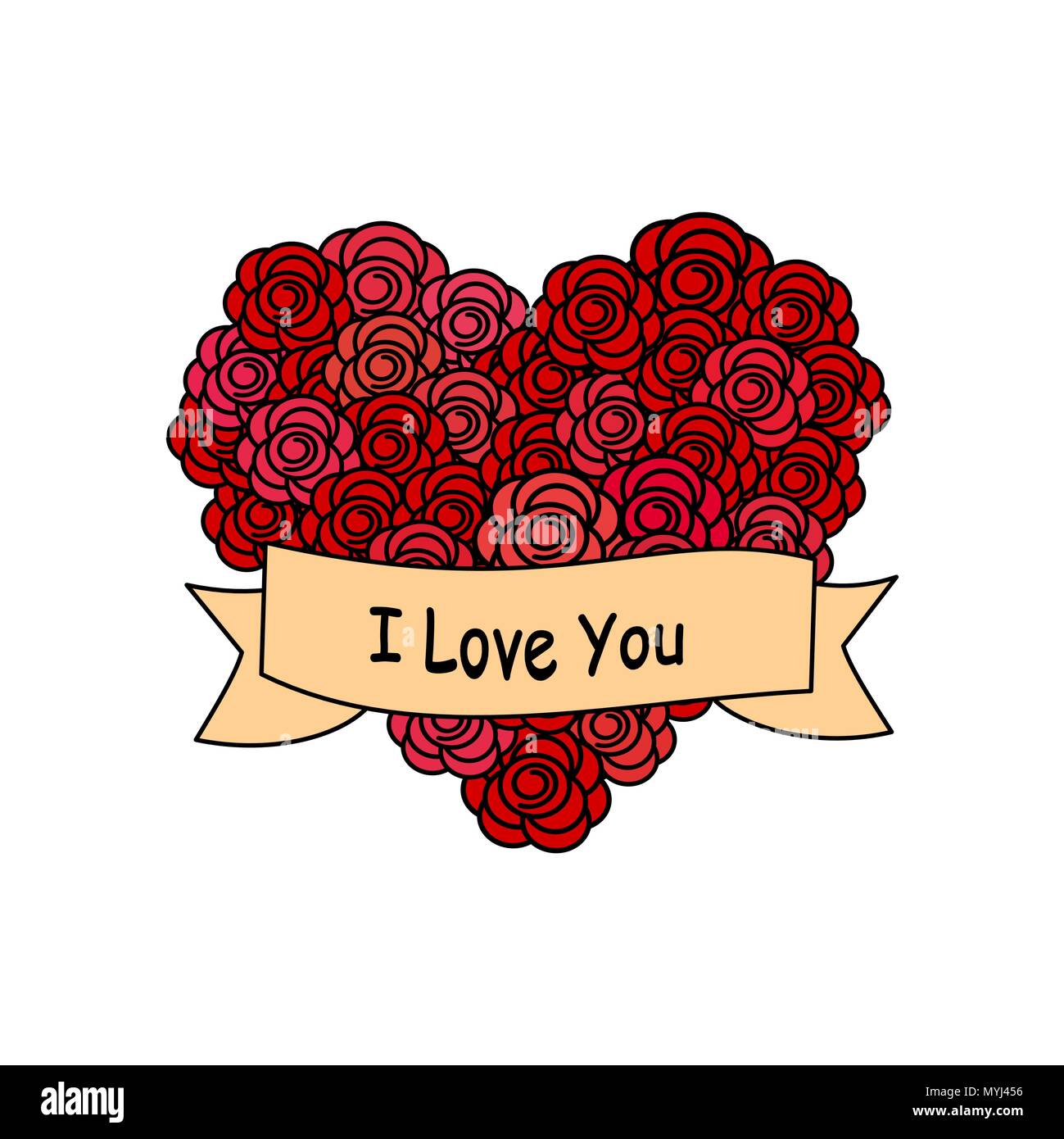Cartoon Hearts And Roses
