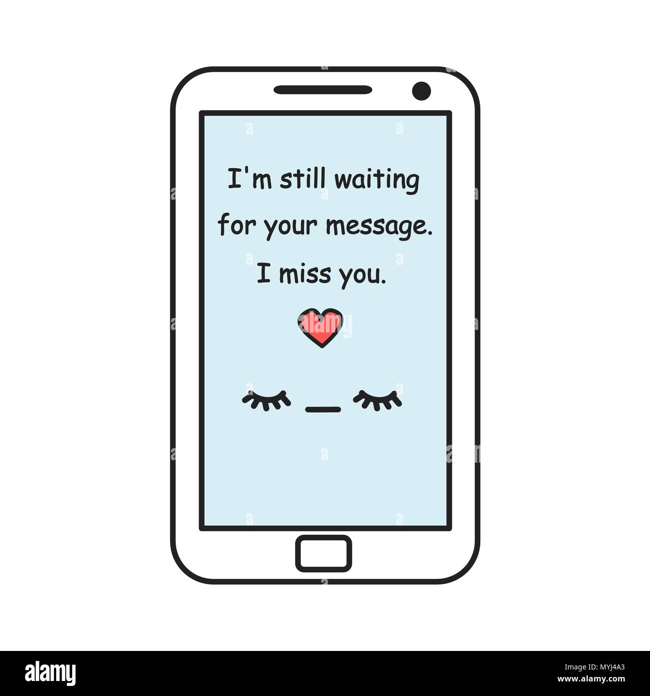 cute cartoon vector mobile phone with love message Stock Vector Image ...