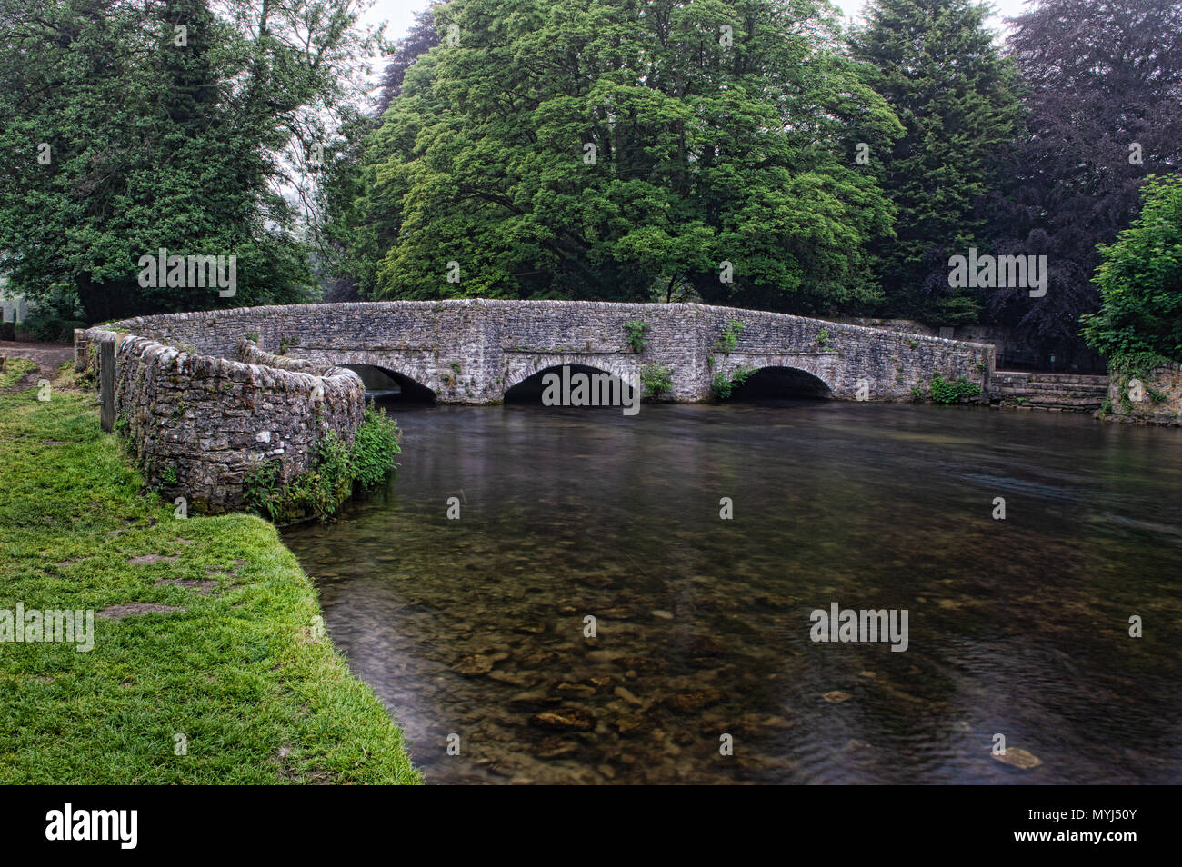 Medieval three arch sheep wash bridge in the Peak District National ...