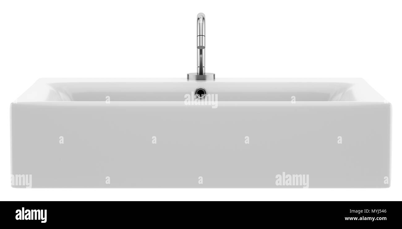 ceramic bathroom sink isolated on white background. 3d illustration ...