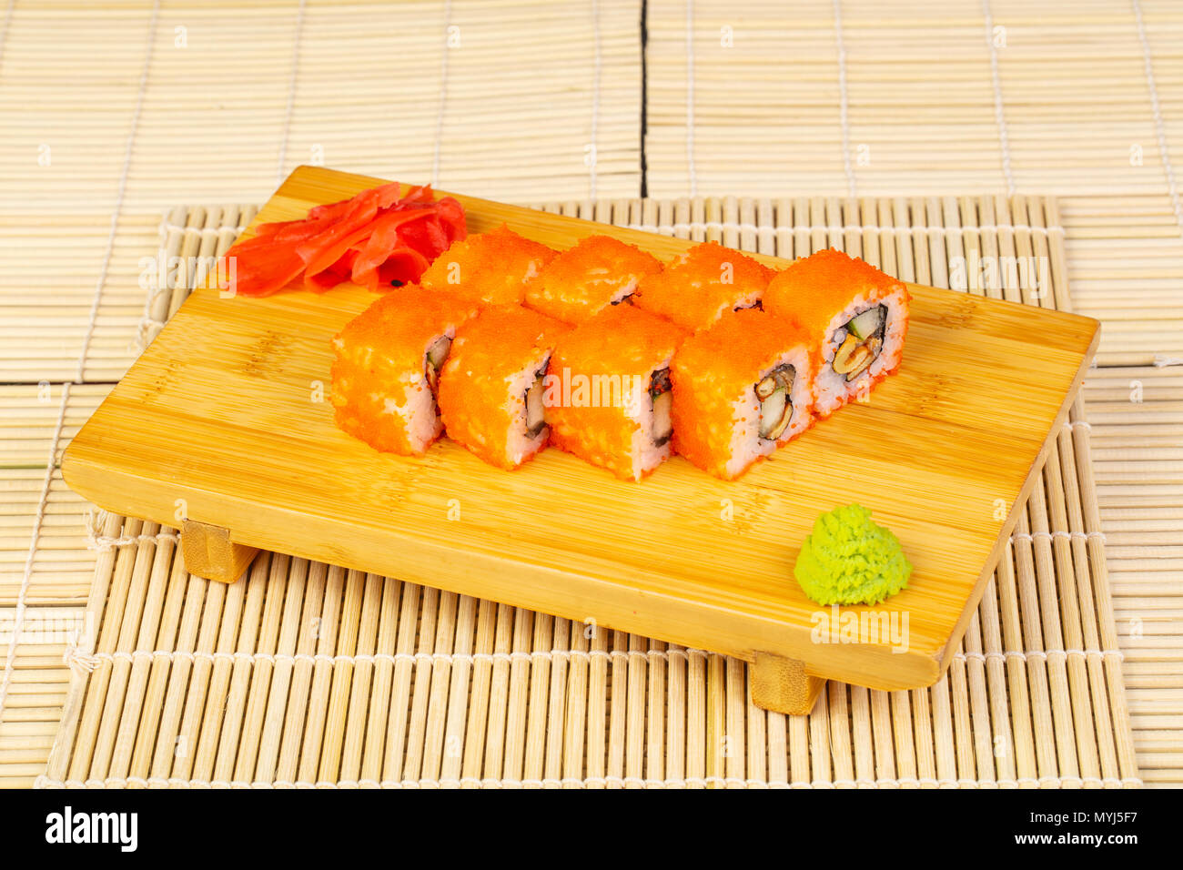 Delicious "Salmon skin" sushi rolls Stock Photo - Alamy