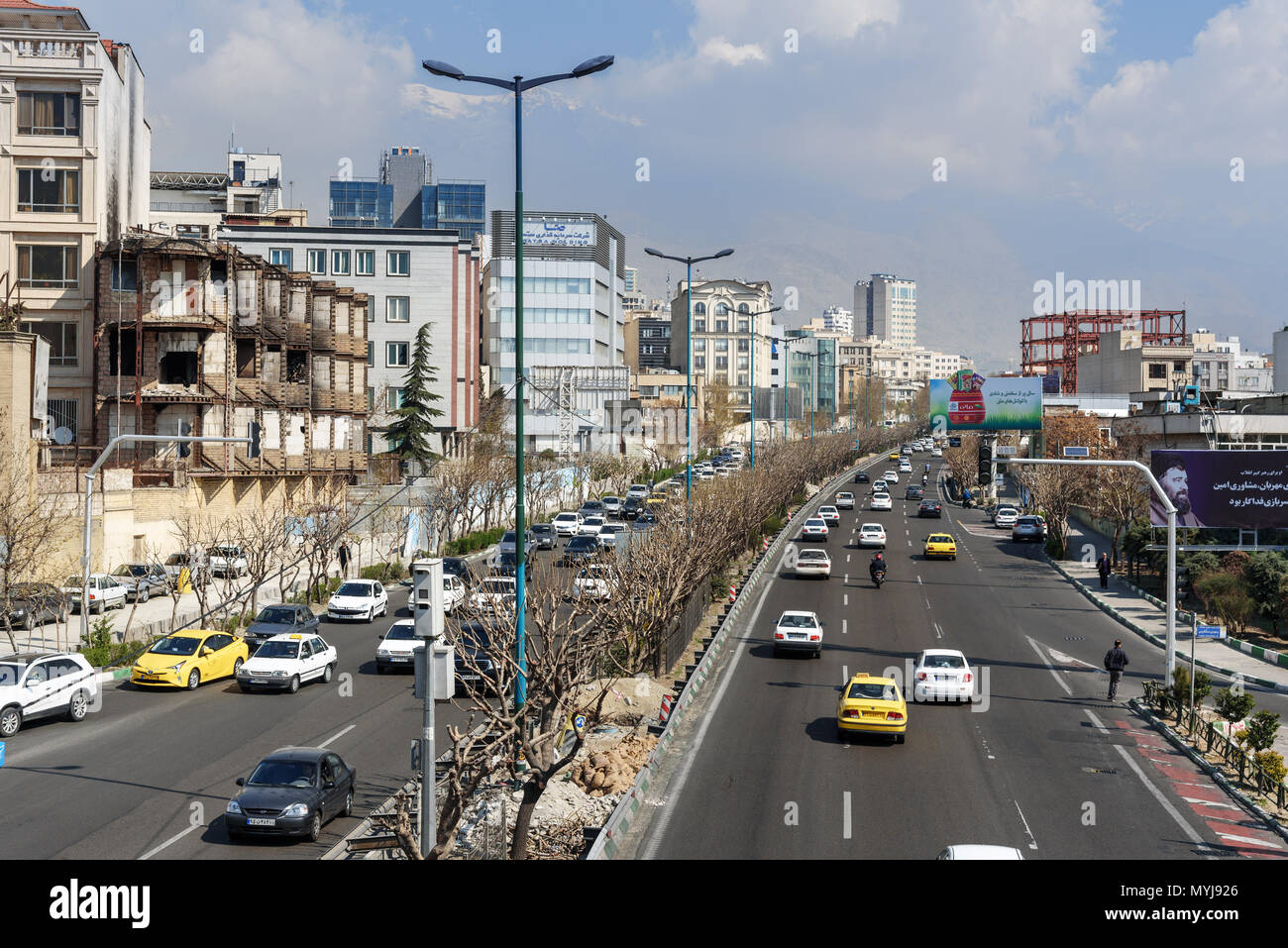 Tehran Iran March 18 2018 View Of The Street Traffic On The Road
