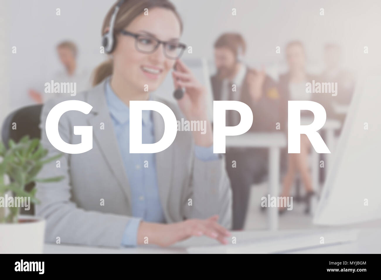 Call center employee talking to customers about the personal ...