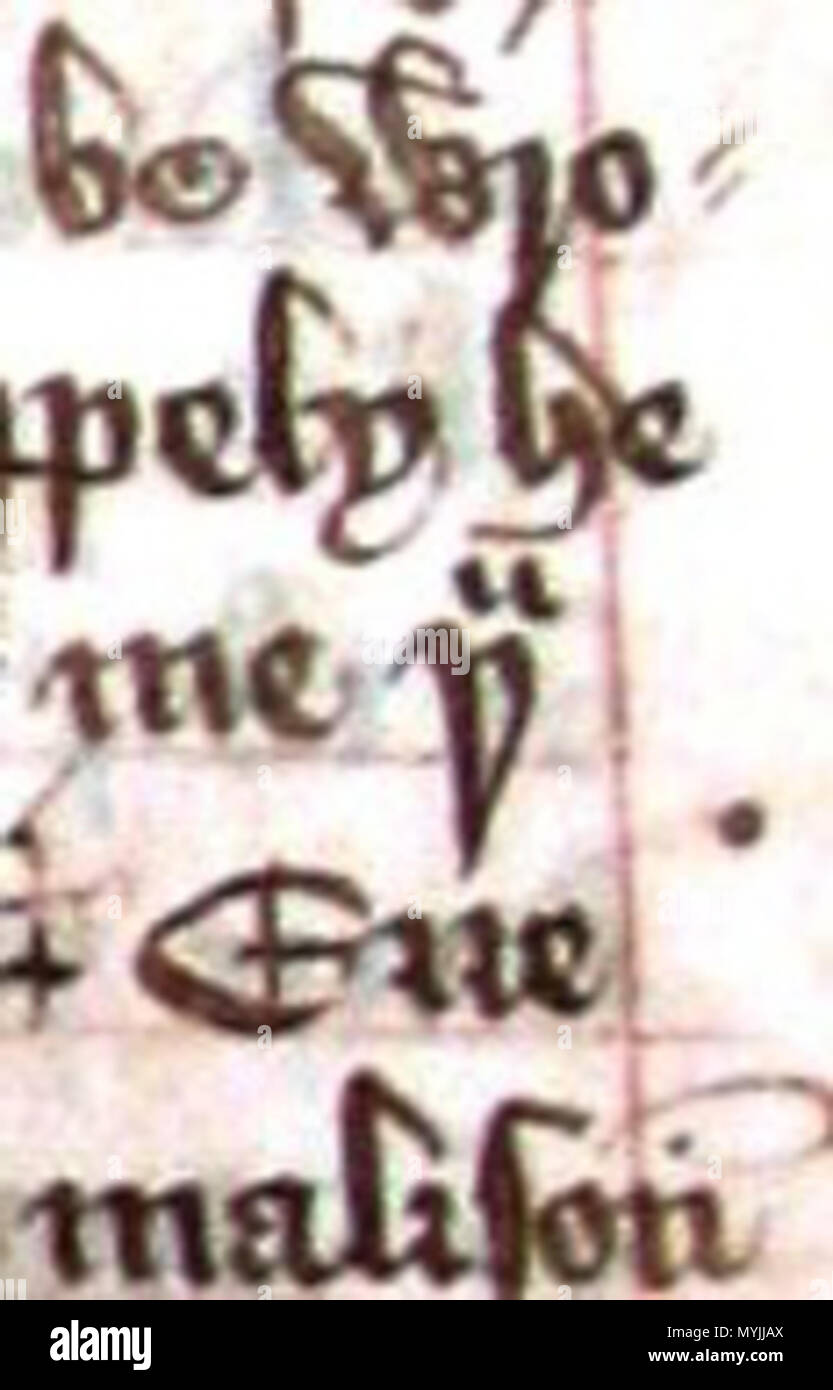 . From ca. 1415 manuscript. Shows thorn, superscript u: abbreviation of ...