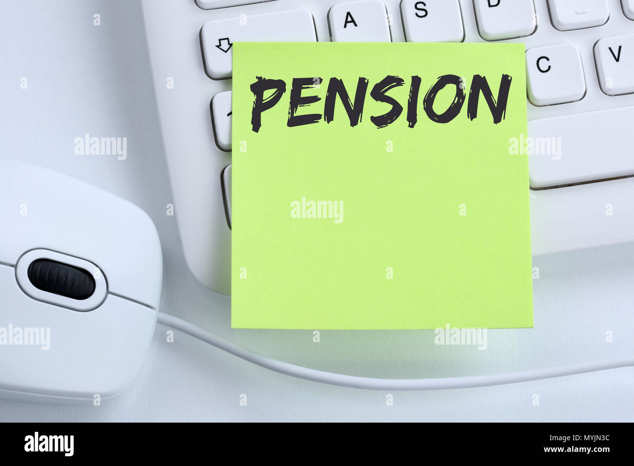 Pension retirement business concept mouse computer keyboard Stock Photo ...