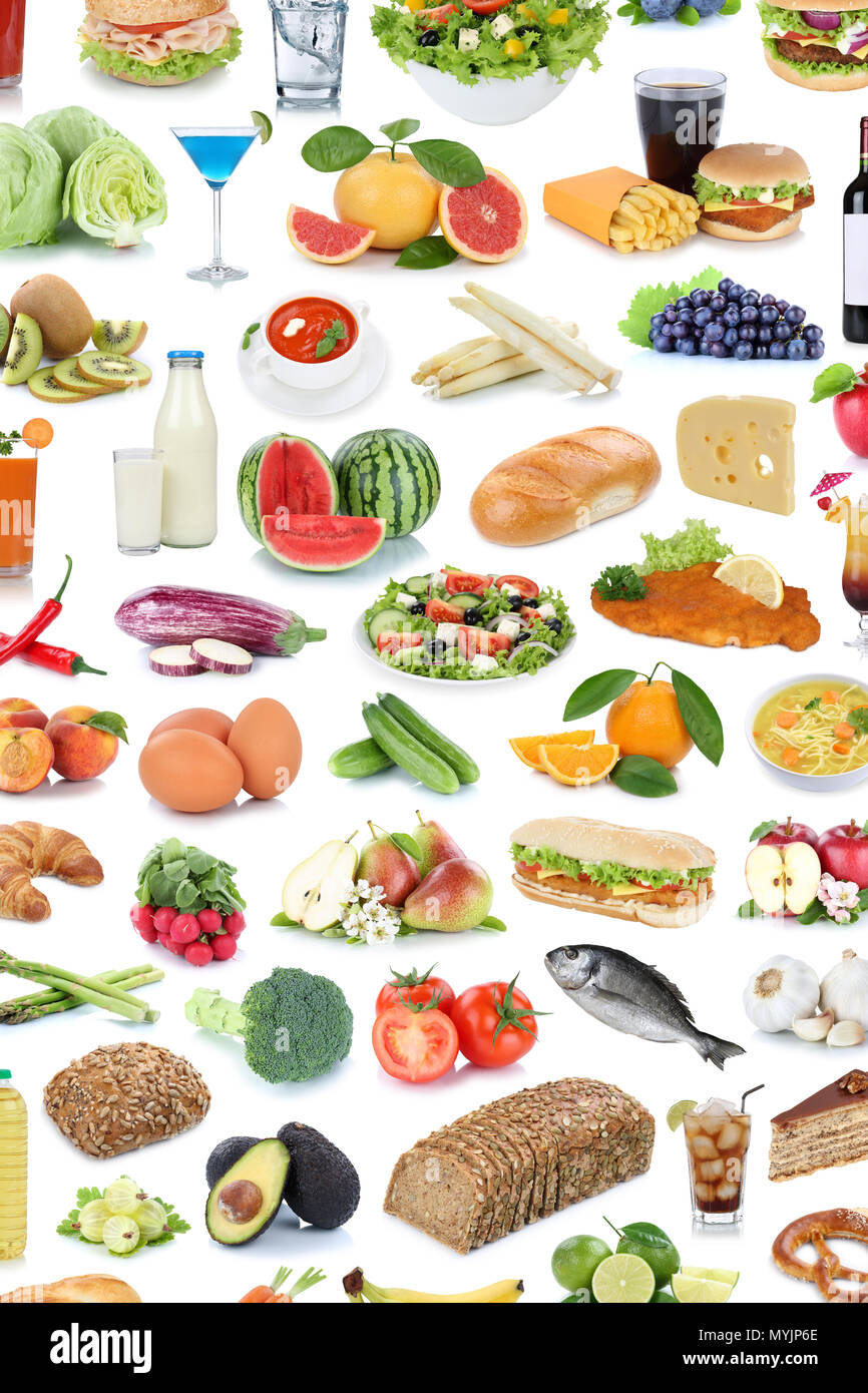 Food and drink collection background fruits vegetables healthy drinks ...