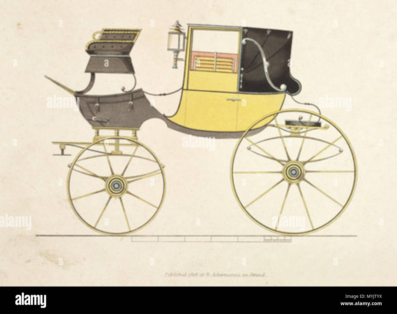 . Print, one of a series of nine showing early 19th century carriages ...