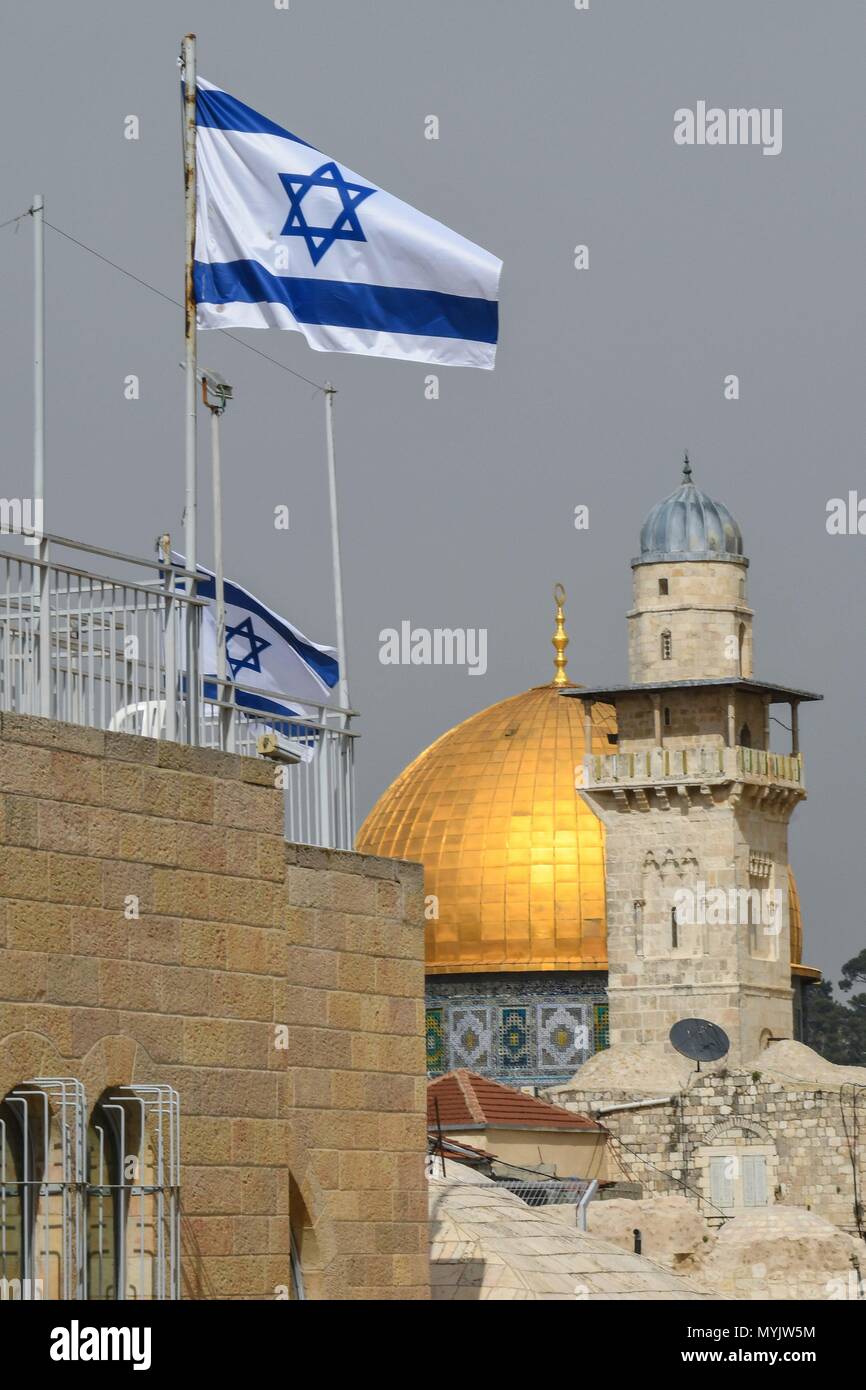 Israel, Jerusalem, flag of Israel, April 3, 2018 | usage worldwide ...