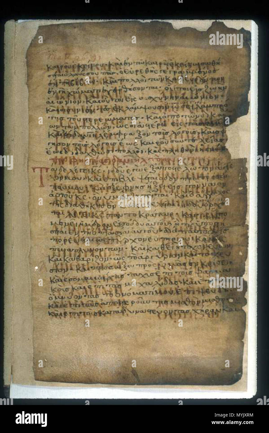 . English: palimpsest, the upper text contains Old Testament lectionary ...