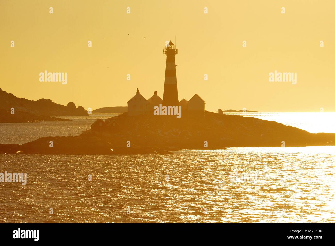 The Norwegian lighthouse Landego on the small island Egglesøya in the ...