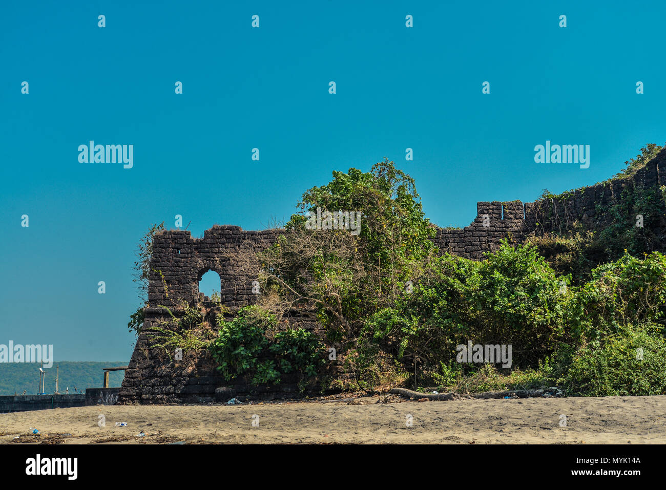 Place near Chapora Fishing Jetty with ruins of an ancient fortress wall ...