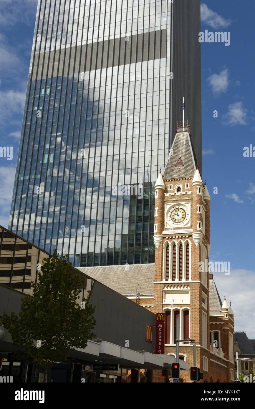 Historical Perth Town hall and modern Supreme court building, Perth ...
