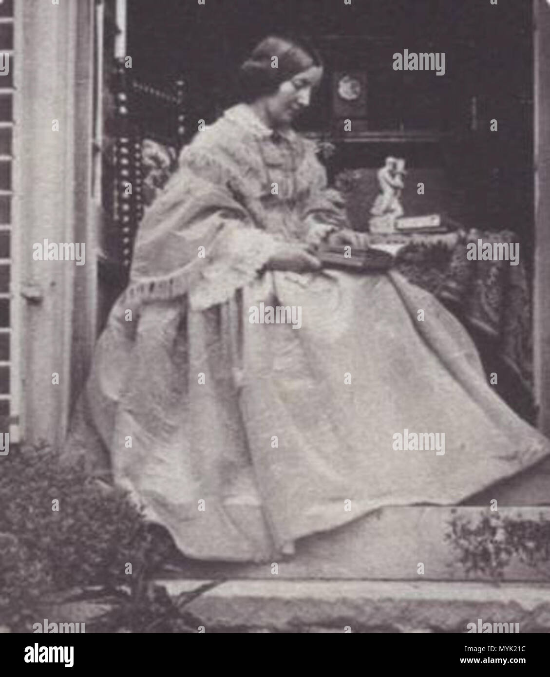 . English: Louisa Anne Meredith (1812–1895) at doorstep . circa 1860 ...