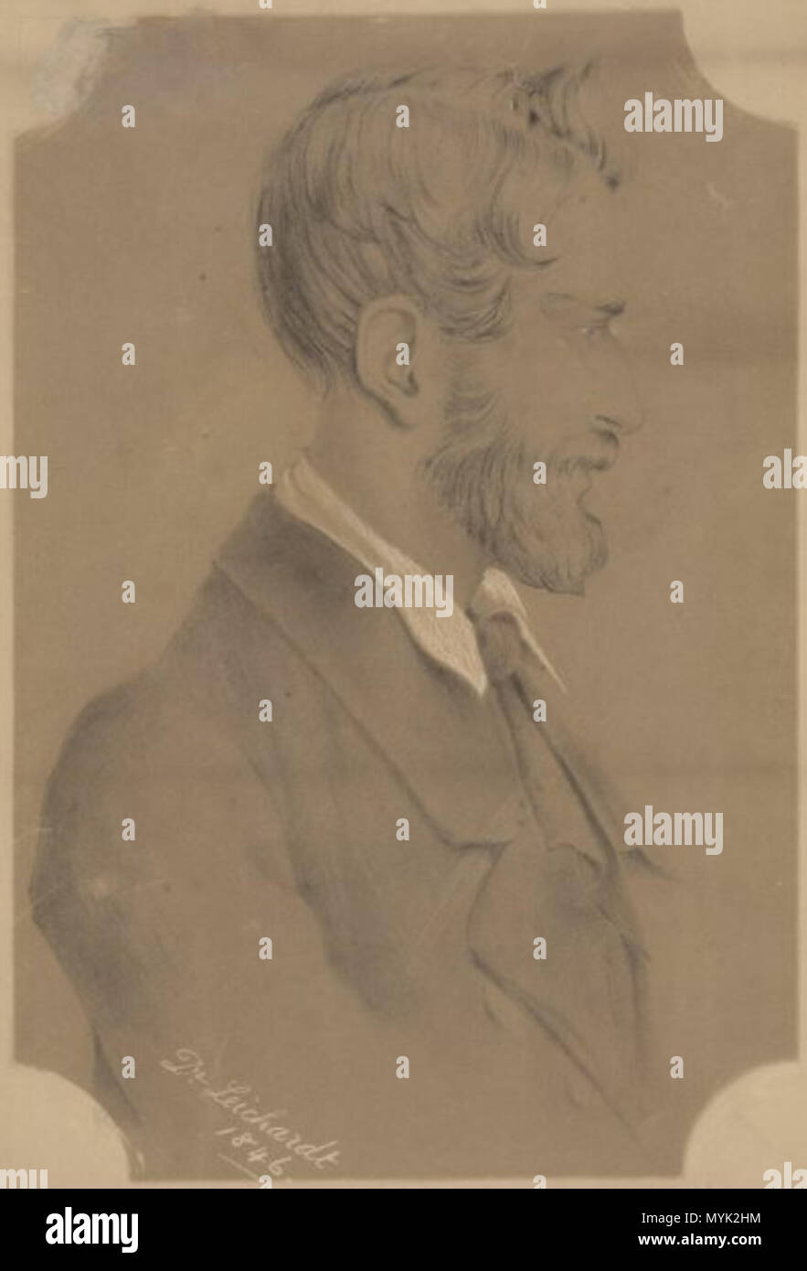 . Ludwig Leichhardt (1813–1848), drawing, charcoal, 88.5 × 38.3 cm ...