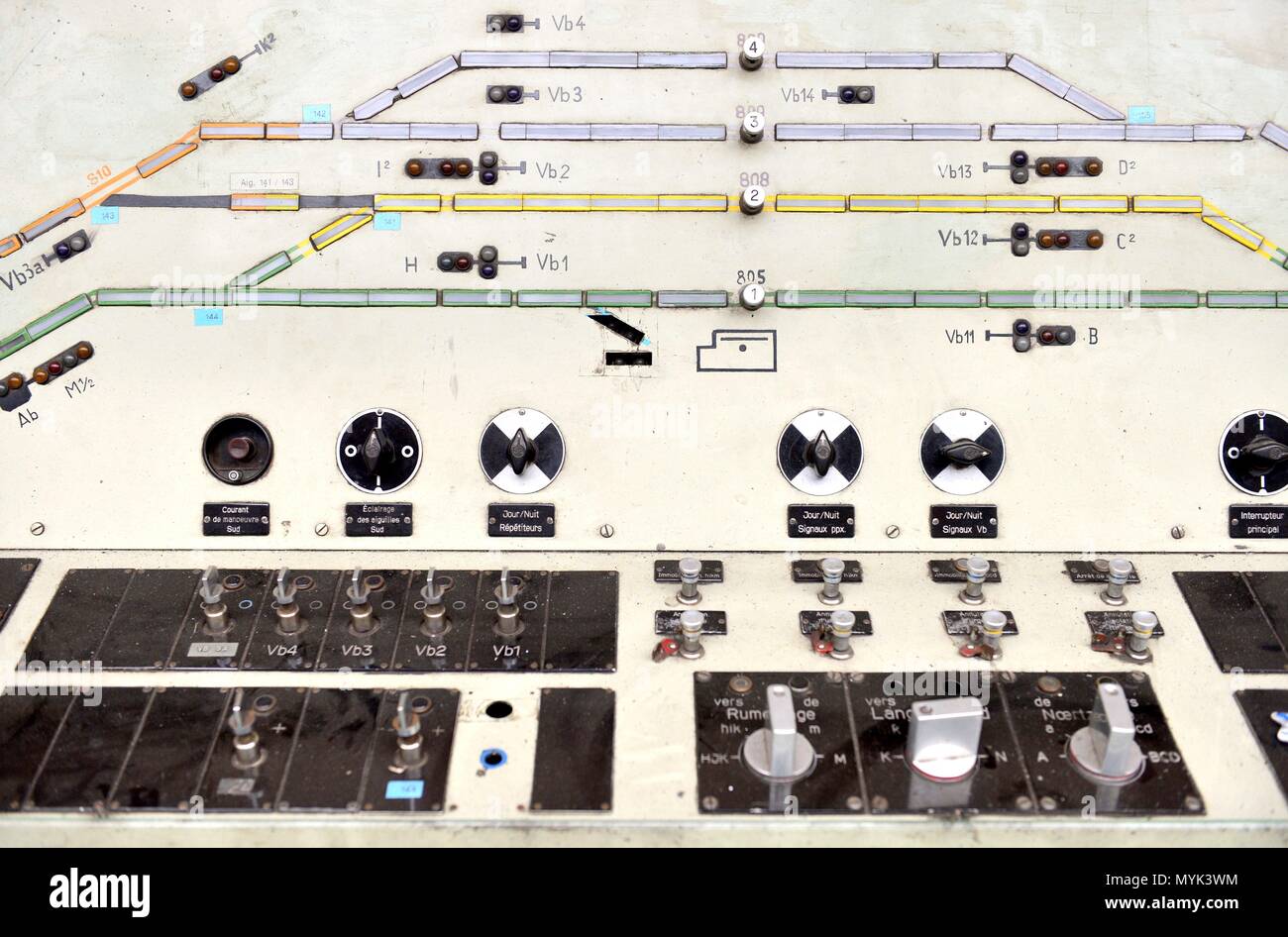A historic switching table of railway switch tower at Minett Park Fond ...