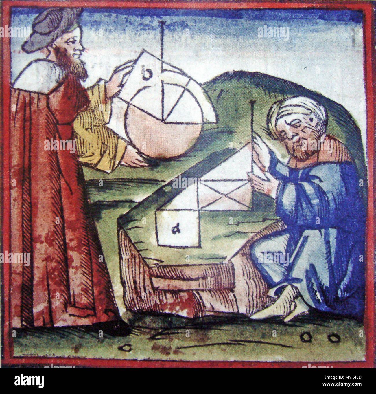 . English: Westerner and Arab practicing geometry 15th century ...