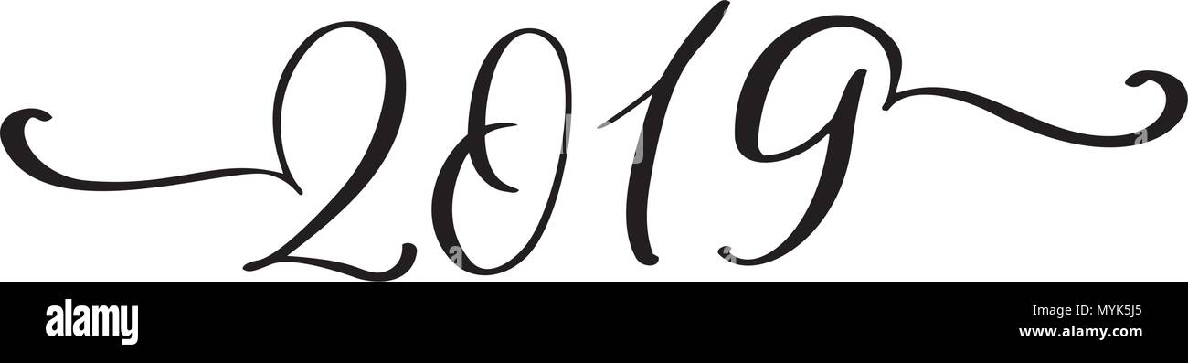 Greeting card design template with chinese calligraphy 2019 New Year ...