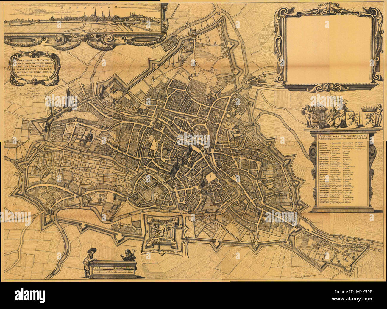 . Nederlands: Groot plan van Gent door Hendrik Hondius uit 1641 ...