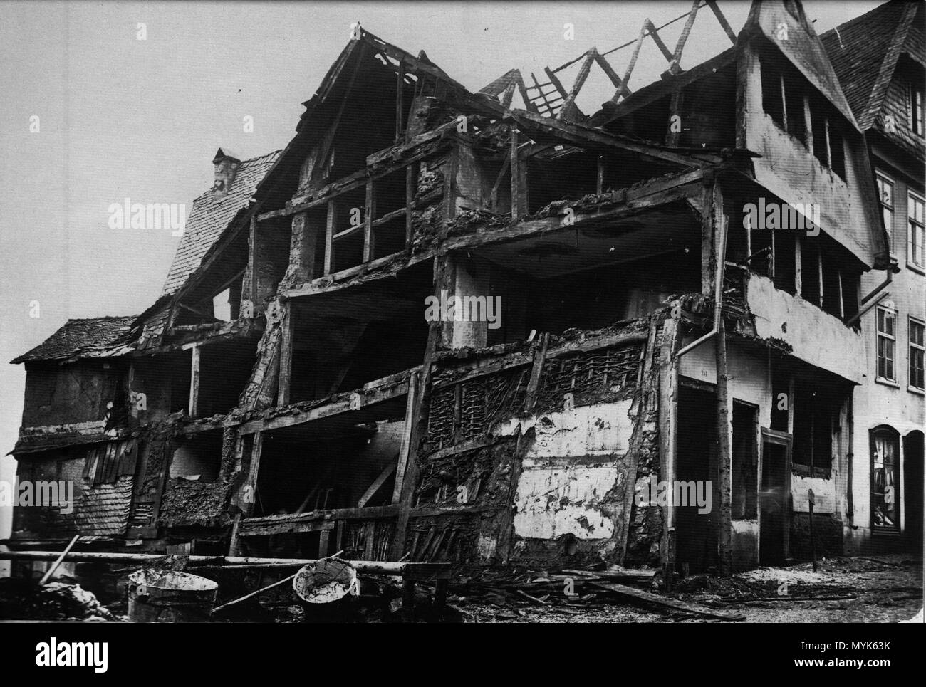 Demolition before and after Black and White Stock Photos & Images - Alamy