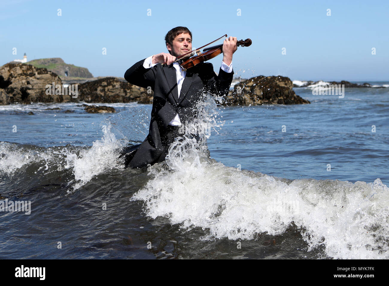 Musician thoren ferguson plays the il mare violin hi-res stock ...