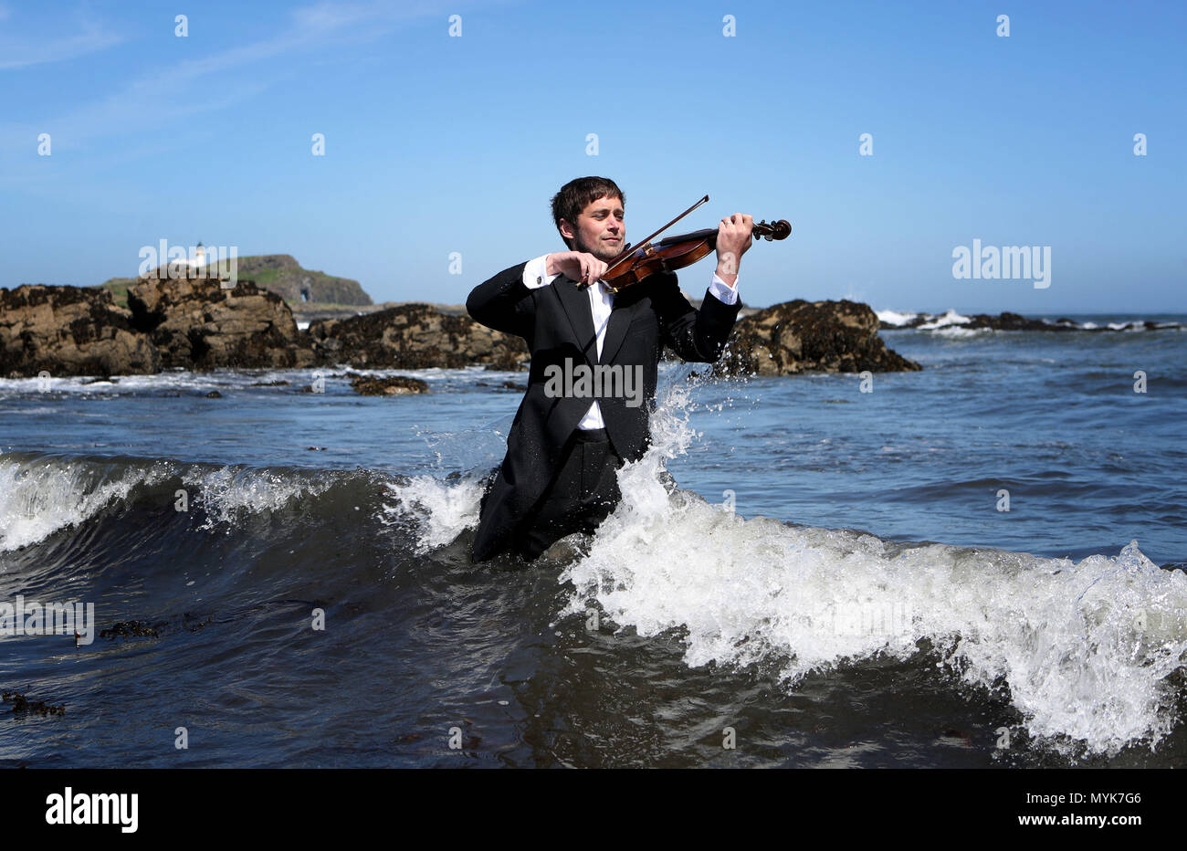 Musician thoren ferguson plays the il mare violin hi-res stock ...