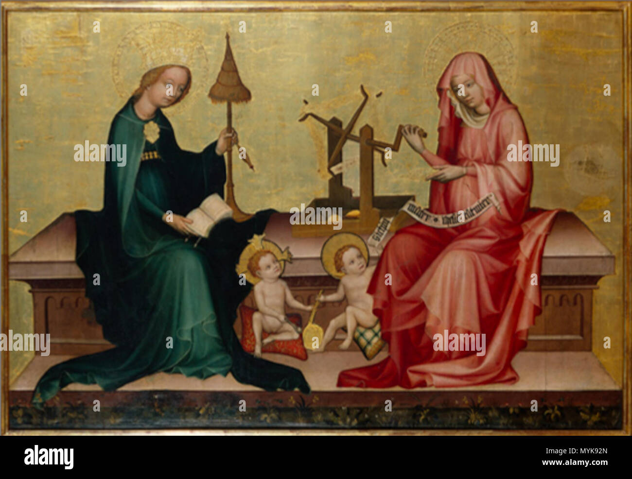 . he Virgin Mary and St. Elizabeth with their Children Spinning, ca ...