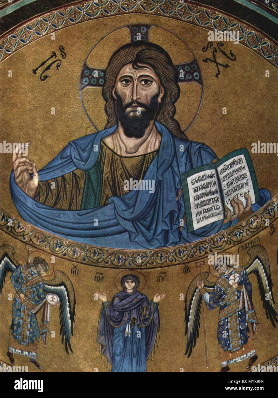 . Cathedral of Cefalù, the apsidal mosaic: Christ Pantocrator. NOTE ...