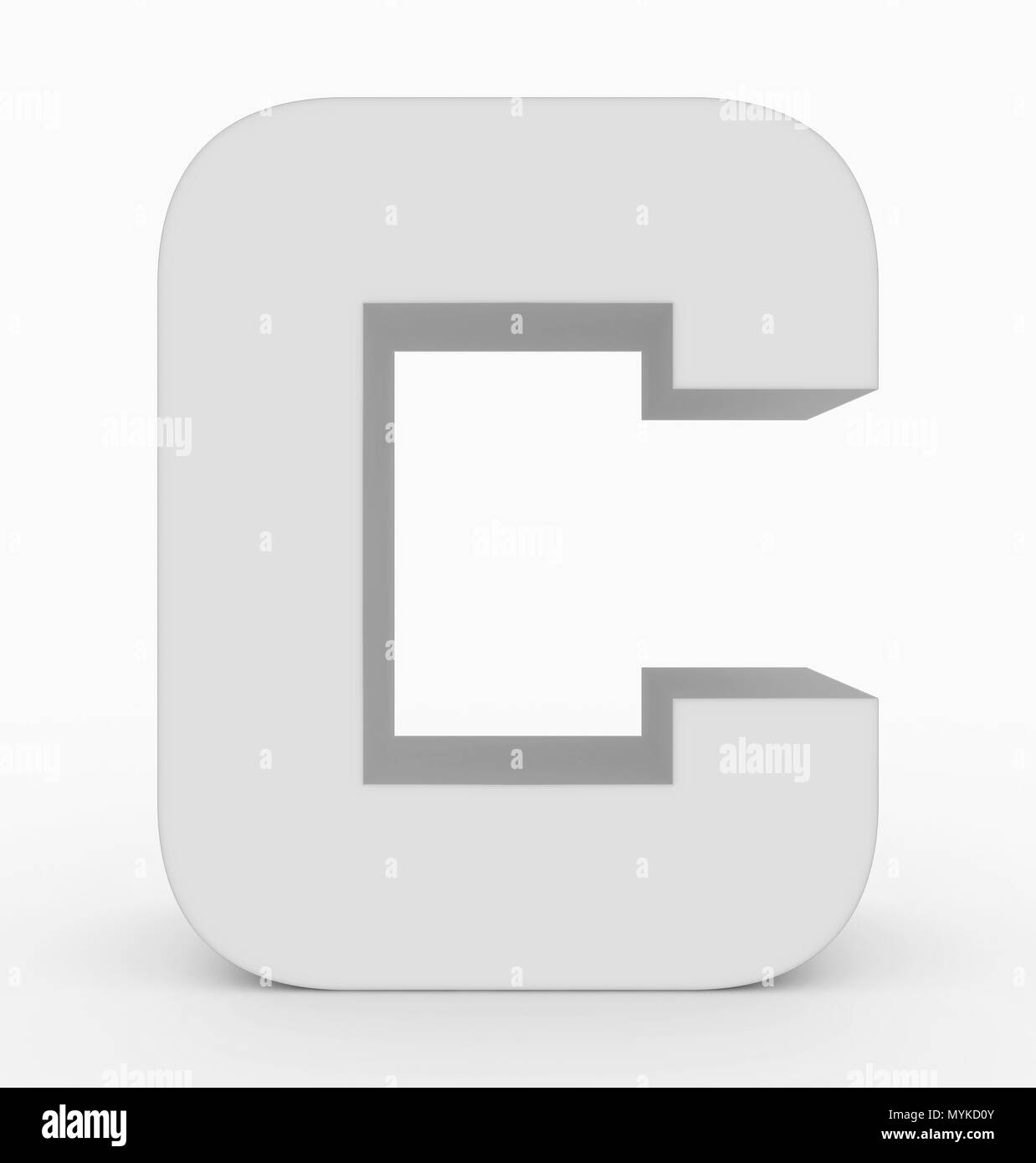 letter C 3d cubic rounded white isolated on white - 3d rendering Stock ...