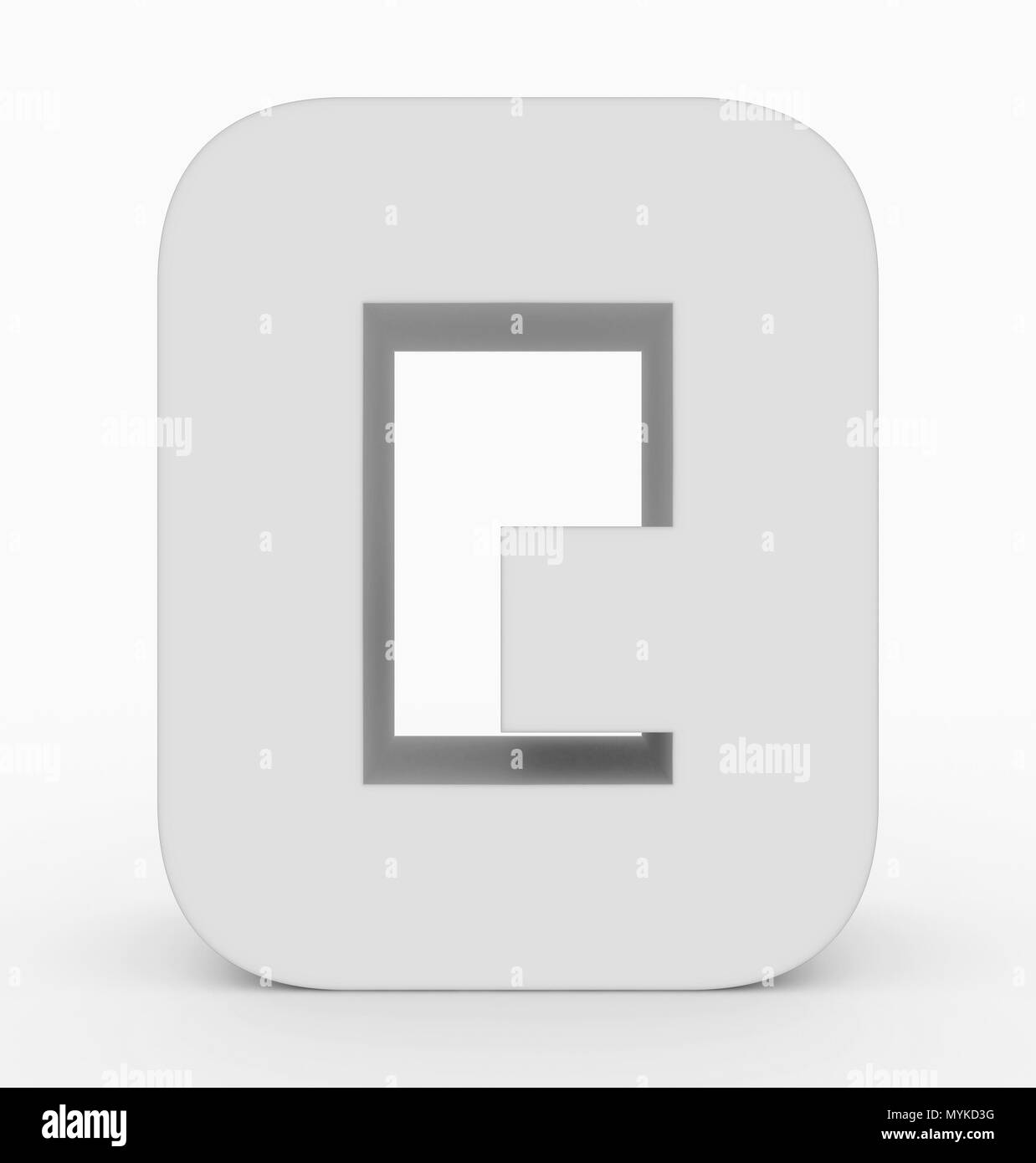 letter Q 3d cubic rounded white isolated on white - 3d rendering Stock ...