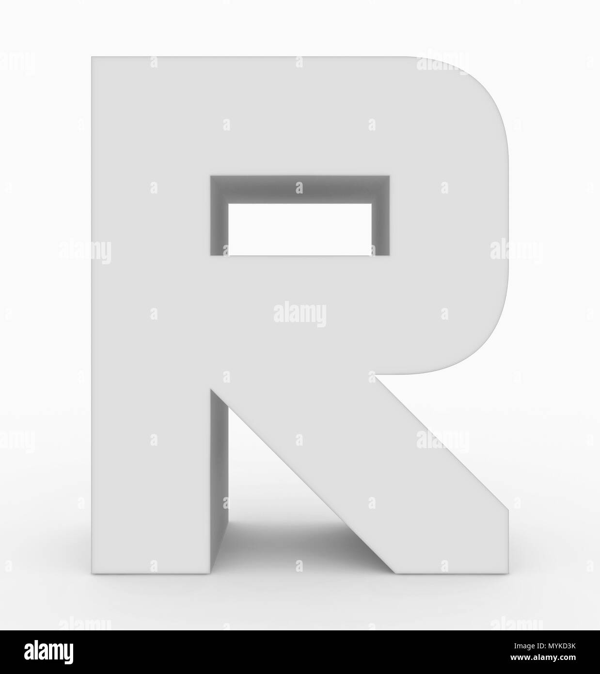 letter R 3d cubic rounded white isolated on white - 3d rendering Stock ...