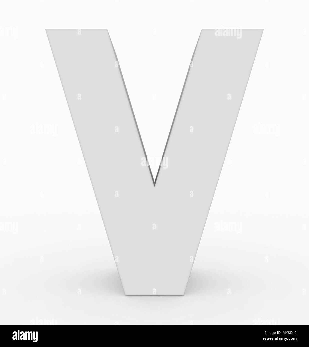letter V 3d cubic white isolated on white - 3d rendering Stock Photo ...