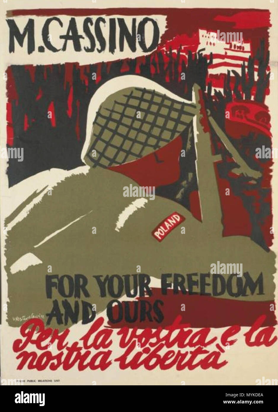 . English: Polish propaganda poster 'Monte Cassino. For your freedom ...