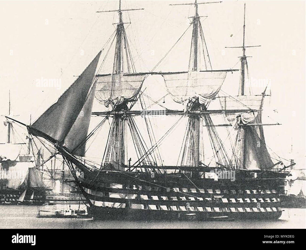 . English: French ship of the line Montebello, circa 1850. circa 1850 ...