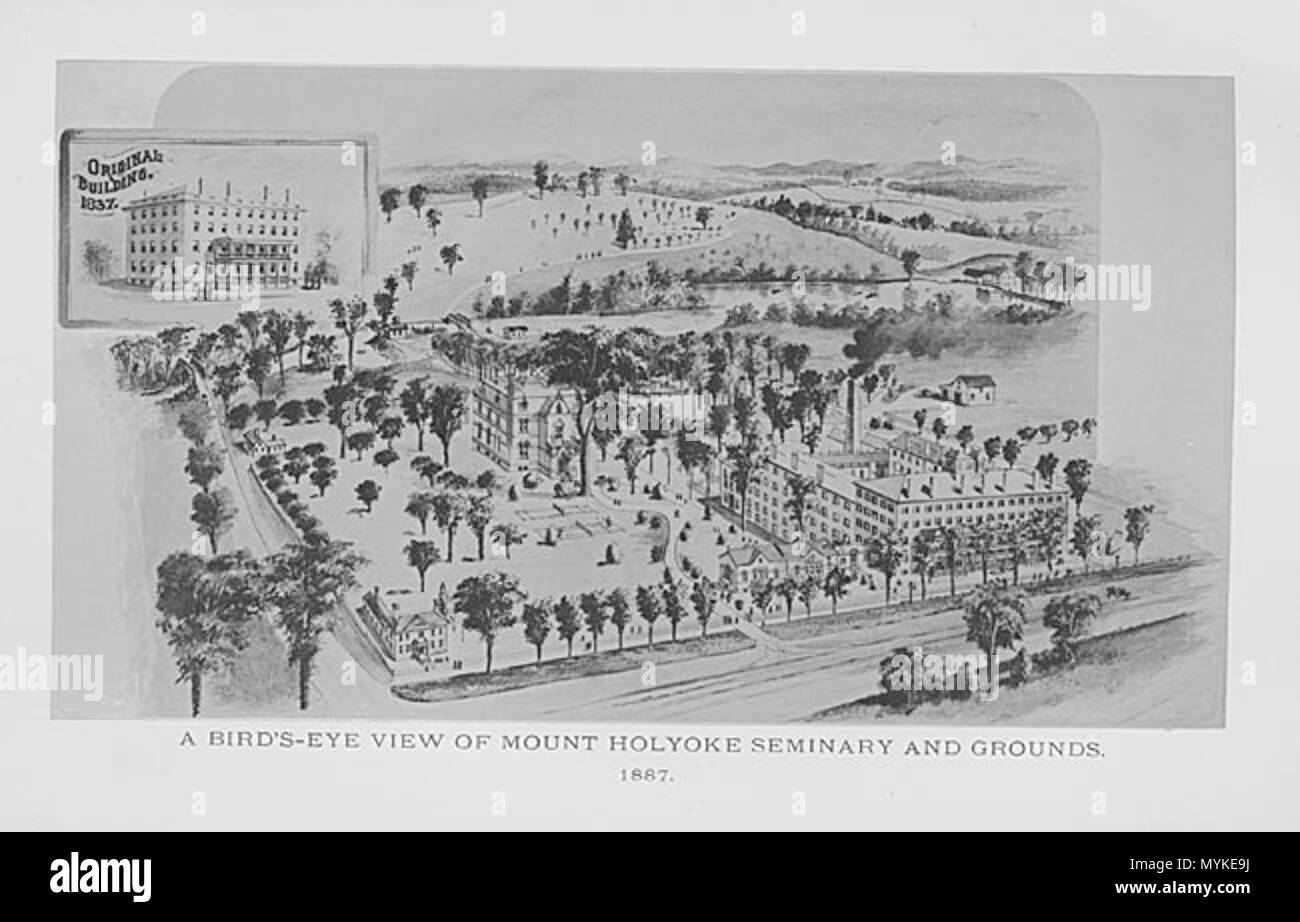 . 'A Bird's Eye View of Mount Holyoke Seminary and Grounds. 1887 ...