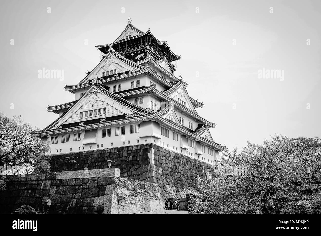 Osaka, Japan - Apr 7, 2014. View of Osaka Castle (Osakajo) in spring ...