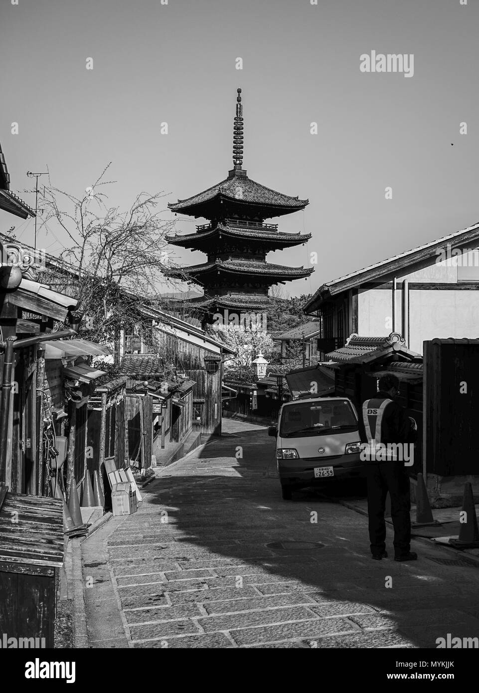 Kyoto, Japan - Apr 7, 2014. Old Town with ancient temple in Kyoto, Japan. Kyoto was the Imperial ...